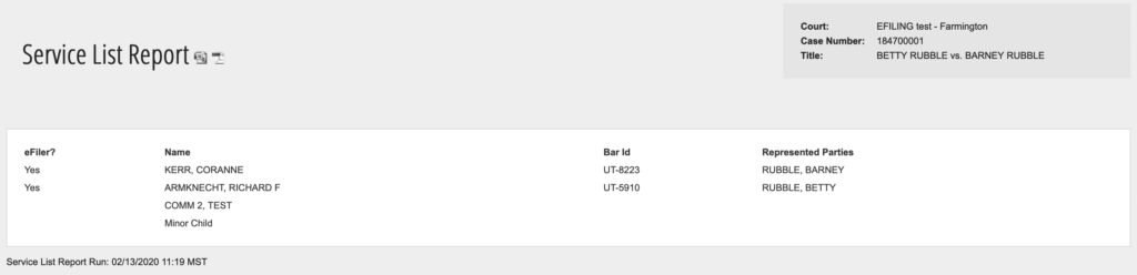 E-Filing: Case Lists for all Cases added in the application